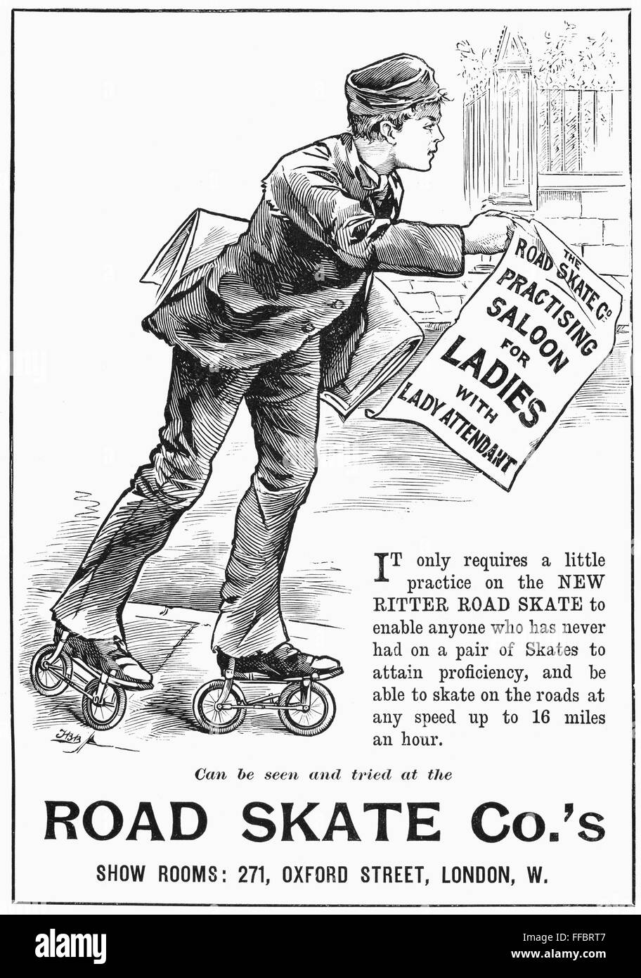 ROLLER SKATE AD, 1896. /nEnglish newspaper advertisement, 1896 Stock ...