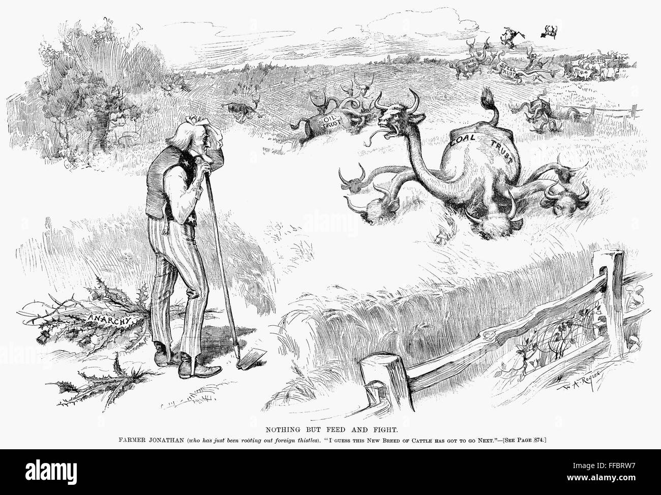 FARMER AND TRUST CARTOON./n'Nothing but Feed and Fight.' Farmer ...