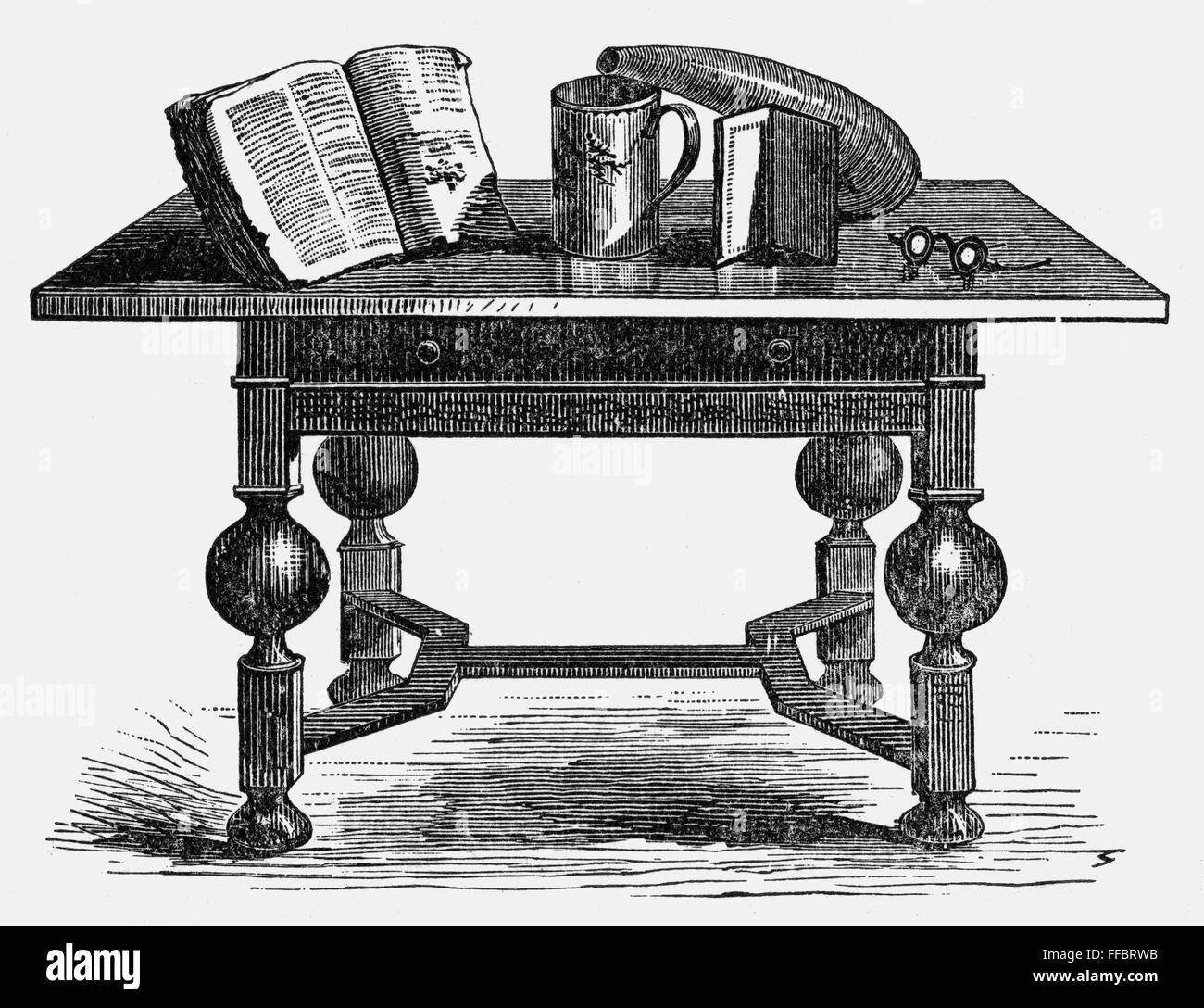 PILGRIMS: RELICS, c1620. /nRelics from the 'Mayflower.' John Alden's ...