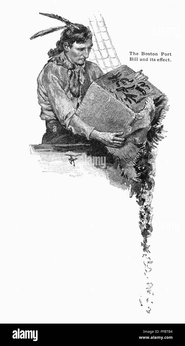 BOSTON TEA PARTY, 1773. /nA member of the Sons of Liberty dumping tea ...
