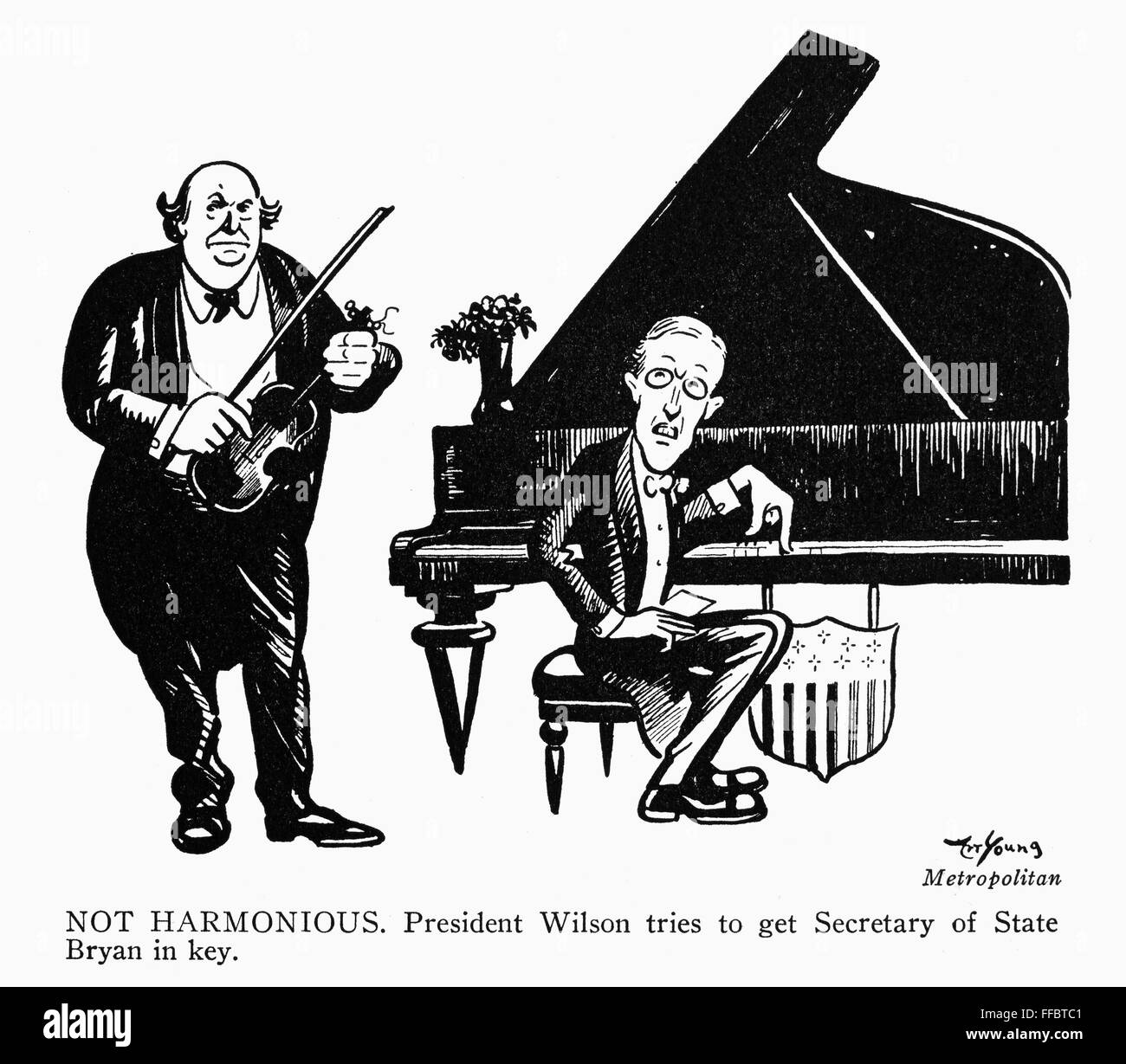 WOODROW WILSON CARTOON. /n'Not Harmonious.' President Wilson tries to ...