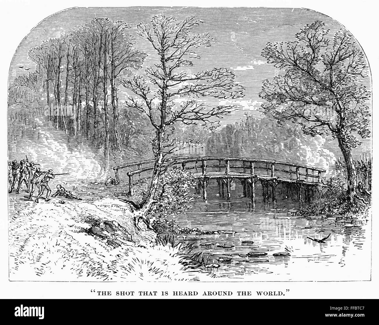 BATTLE OF CONCORD, 1775. /nThe fighting at North Bridge, Concord ...