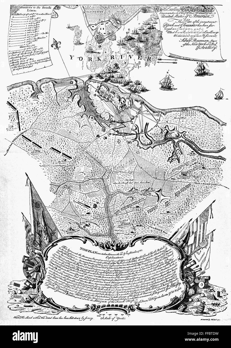 YORKTOWN: MAP, 1781. /nPlan of York and Gloucester, Virginia, prepared ...