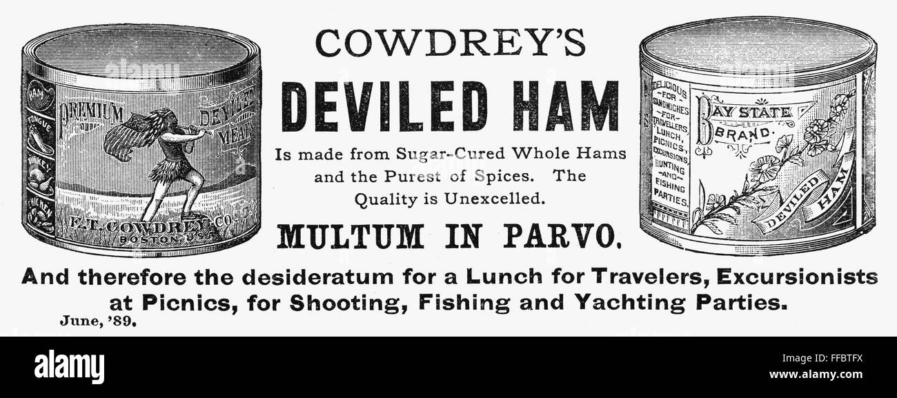 DEVILED HAM, 1889. /nAmerican magazine advertisement for Cowdrey's ...