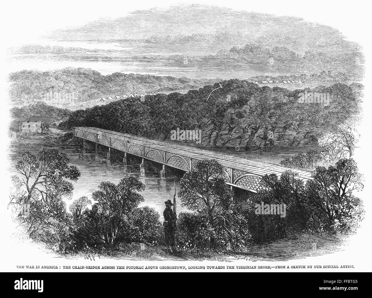 CIVIL WAR: POTOMAC BRIDGE. /nChain bridge across the Potomac River ...