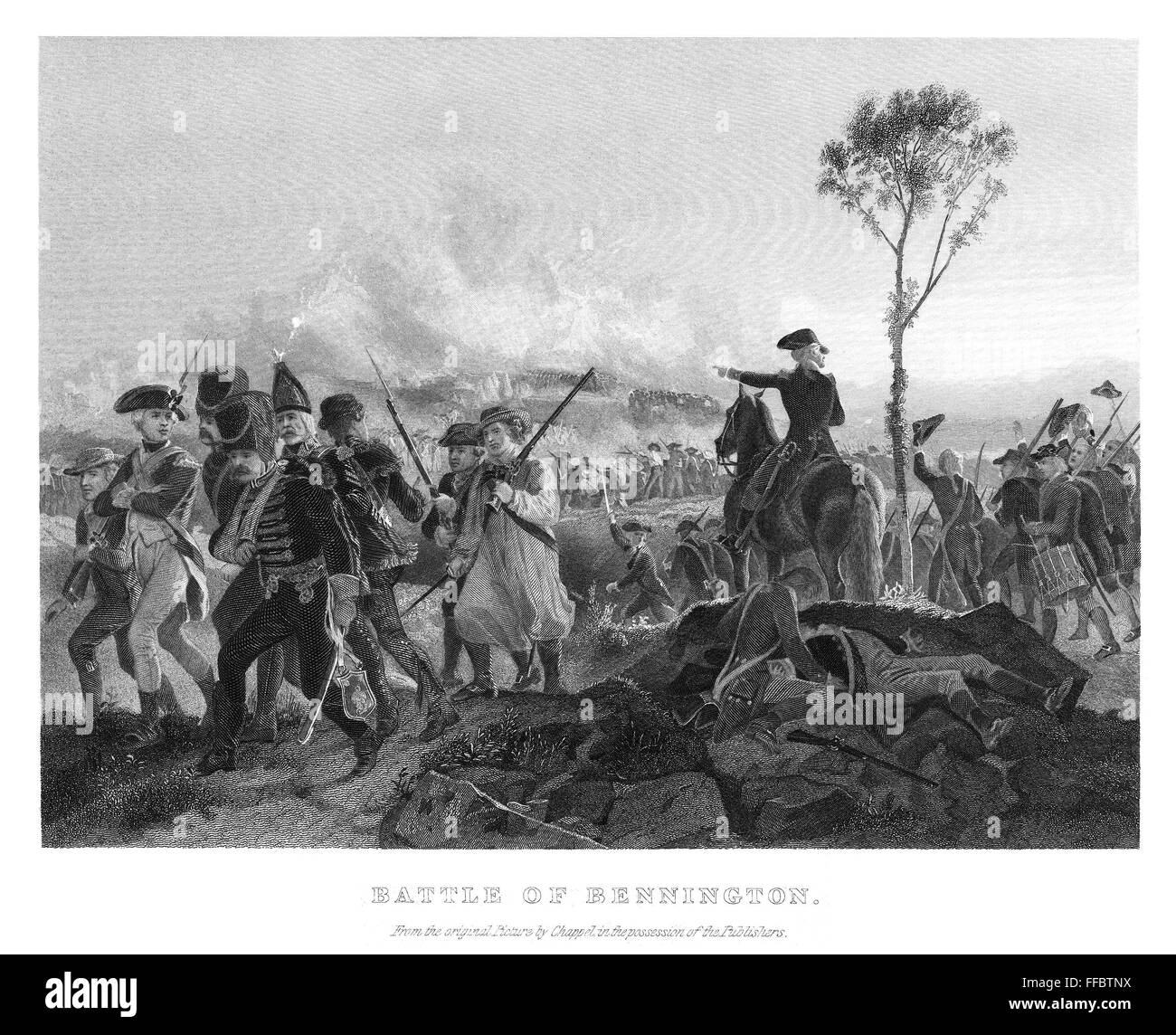 BATTLE OF BENNINGTON, 1777. /nBrigadier General John Stark directing ...