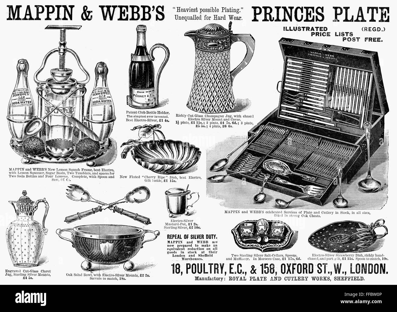 HOUSEWARES AD, 1890. /nEnglish newspaper advertisement for Mappin ...