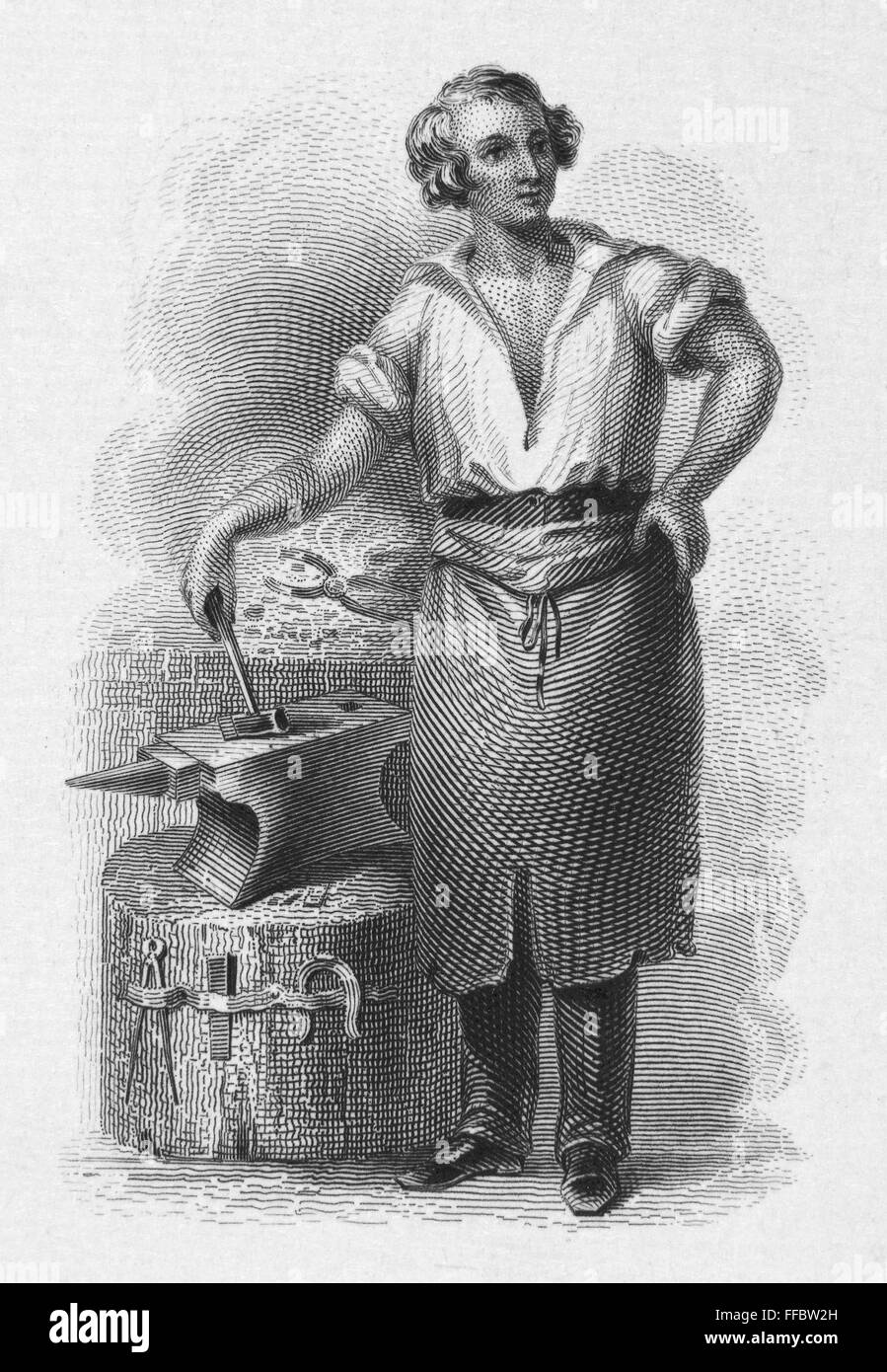 BLACKSMITH, 19th CENTURY. /nSteel engraving, 19th century Stock Photo ...