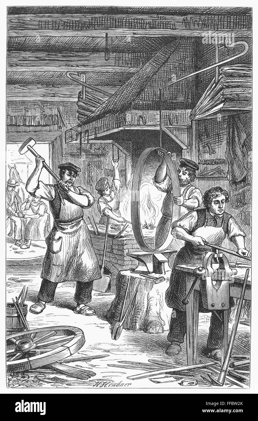 GERMANY: BLACKSMITH. /nLine engraving, 19th century Stock Photo - Alamy