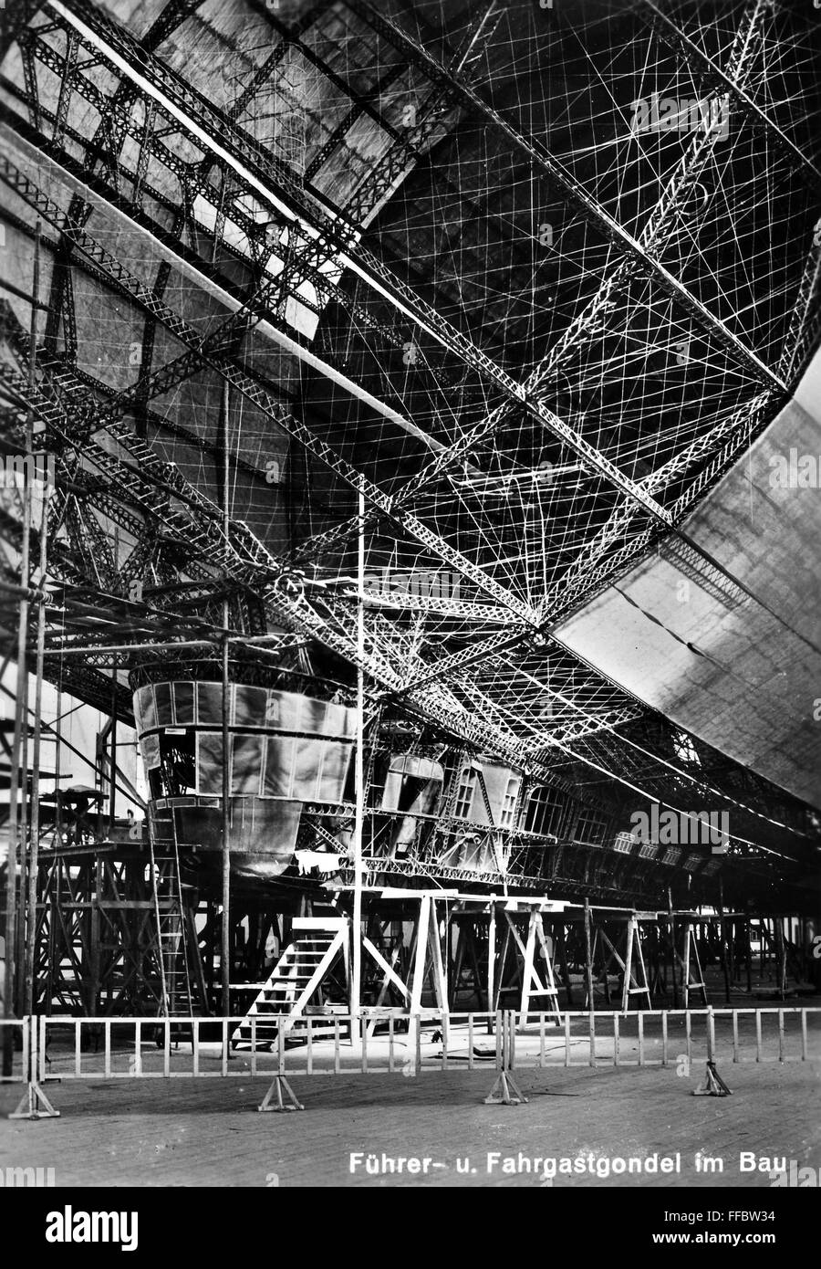 ZEPPELIN CONSTRUCTION. /nAttaching the passenger and steering gondola ...