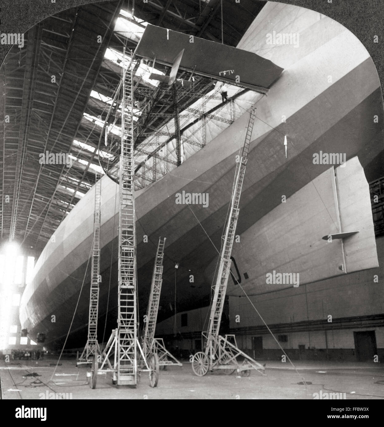 GRAF ZEPPELIN, 1928. /nThe Graf Zeppelin in its hangar after arriving ...