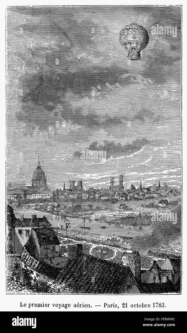 MONTGOLFIER BALLOON, 1783. /nThe first flight of the Montgolfier ...