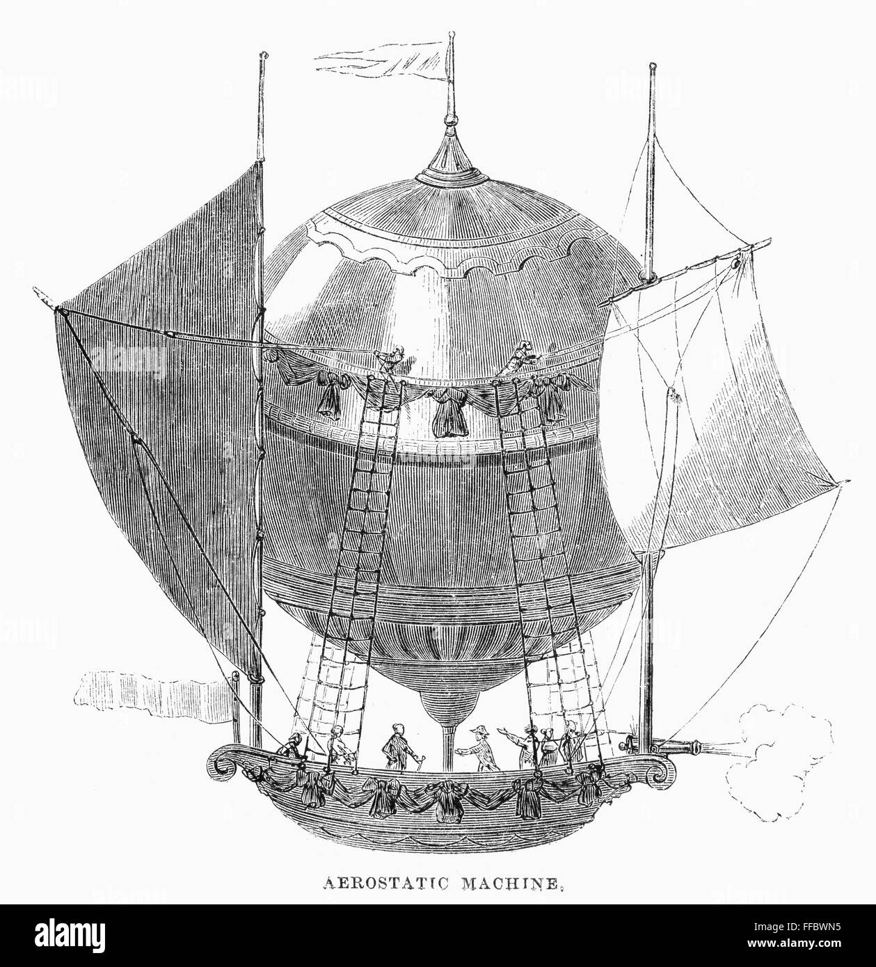 FLYING MACHINE. /n19th century engraving Stock Photo - Alamy