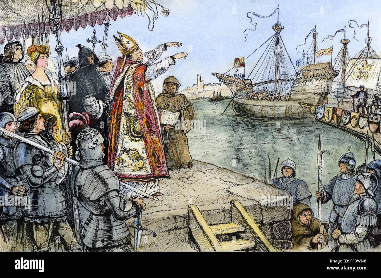 FLEET OF HENRY V, 1415. /nThe fleet of King Henry V setting sail for ...