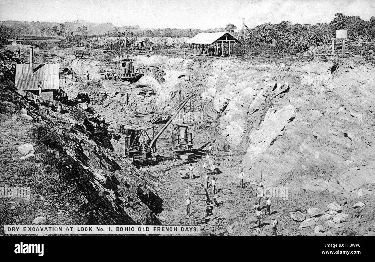 PANAMA CANAL: FRENCH WORK. /nDry excavation at Lock No. 1, Bohio ...