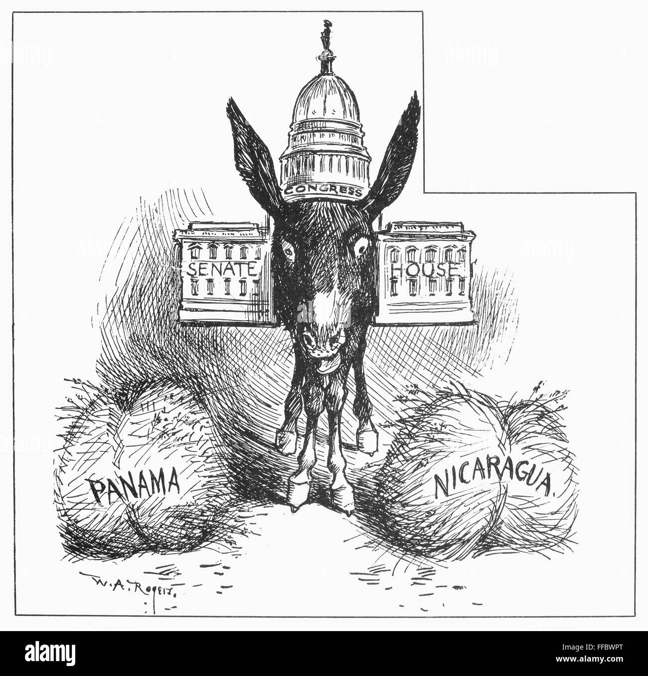 CARTOON: PANAMA CANAL. /nAmerican cartoon, c1900, on the debate over ...