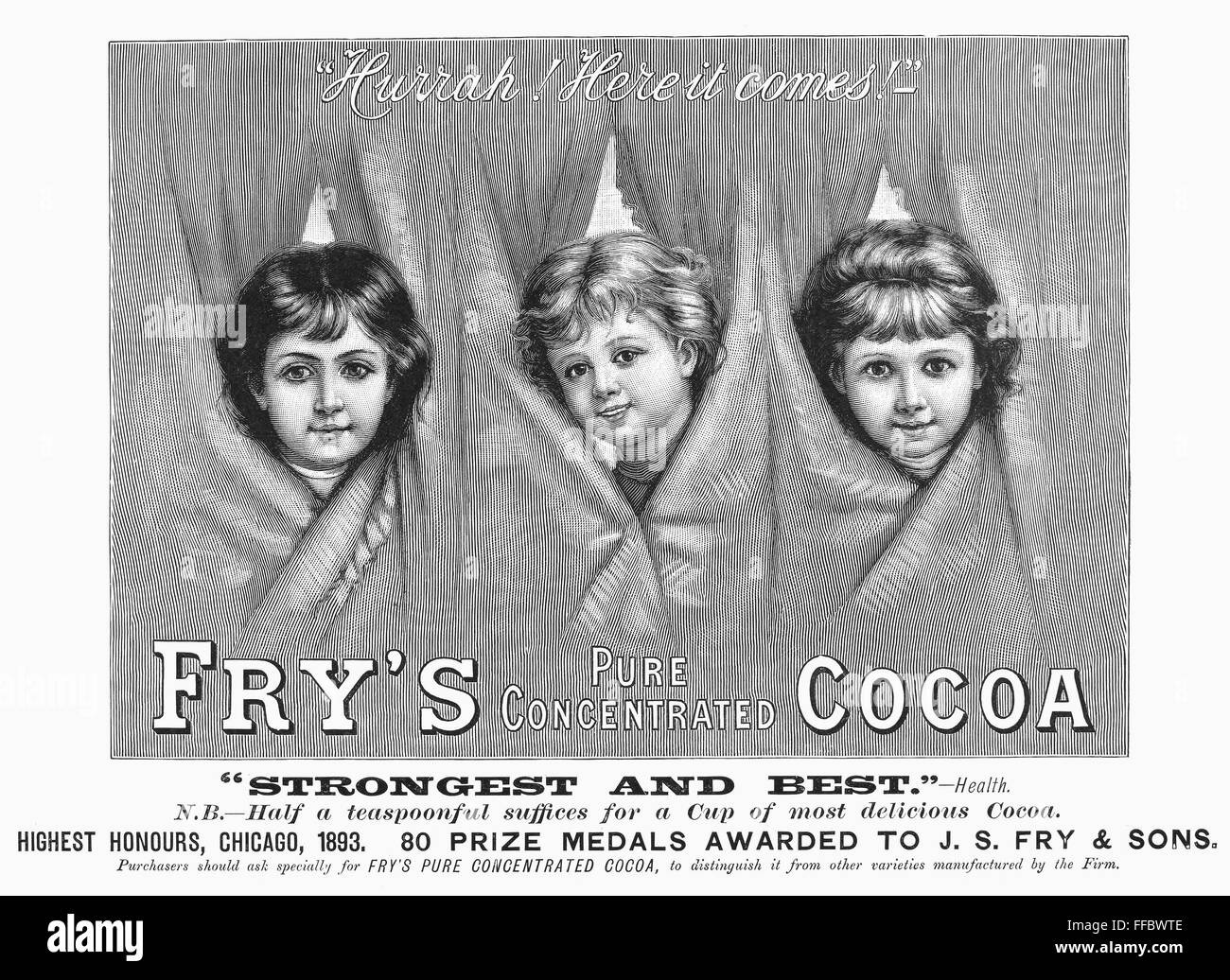ADS: FRY'S COCOA, 1894. /nAmerican advertisement for Fry's Cocoa, 1894 ...