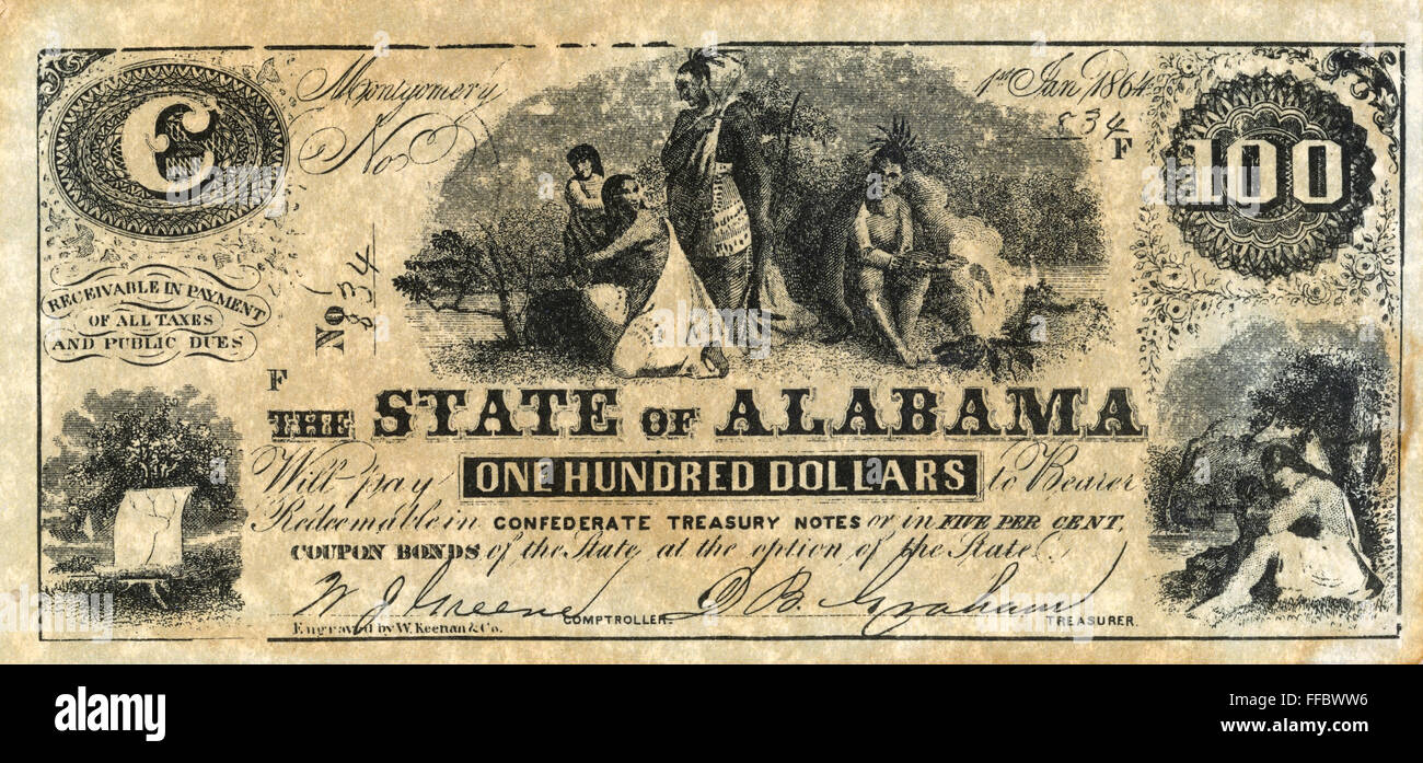 CONFEDERATE BANKNOTE. /nOne hundred dollar banknote issued by the State ...