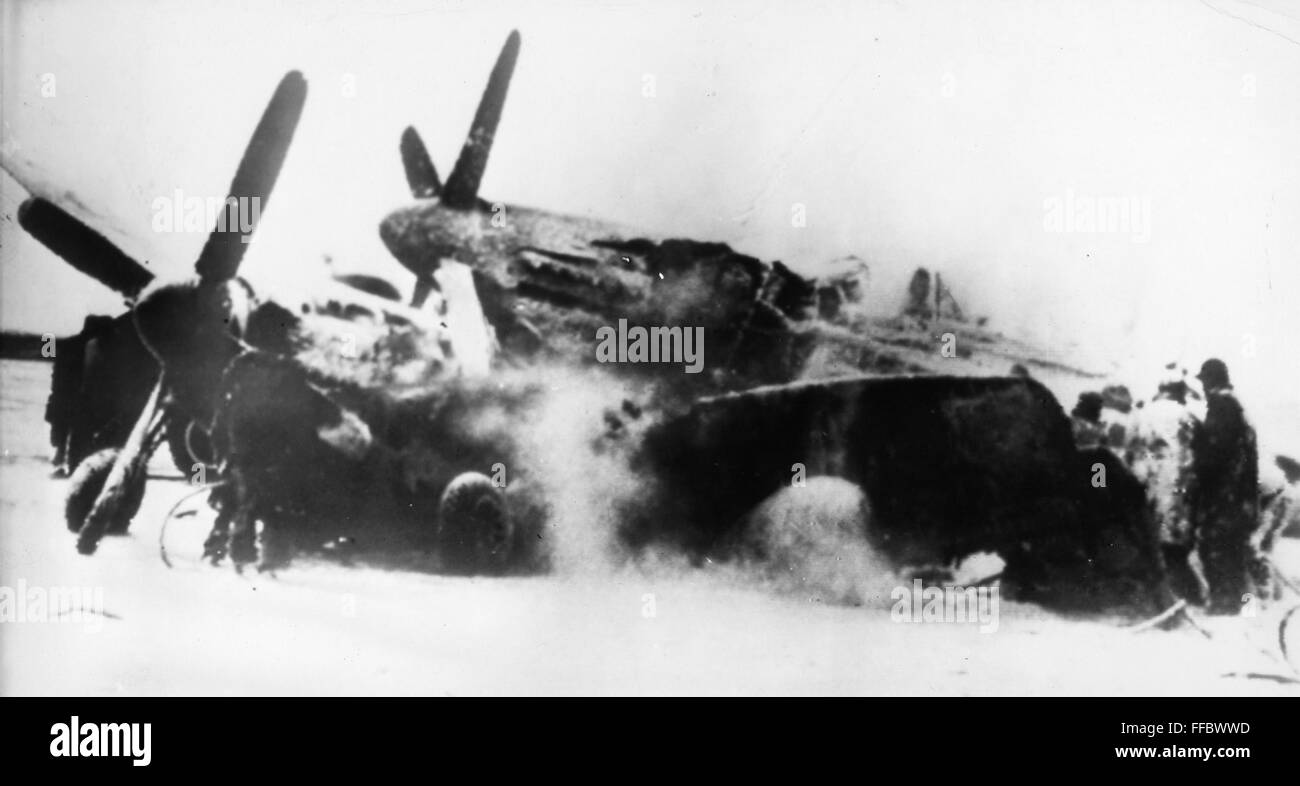 FIGHTER PLANE CRASH, 1953. /nCollision of two U.S Air Force P-51 ...