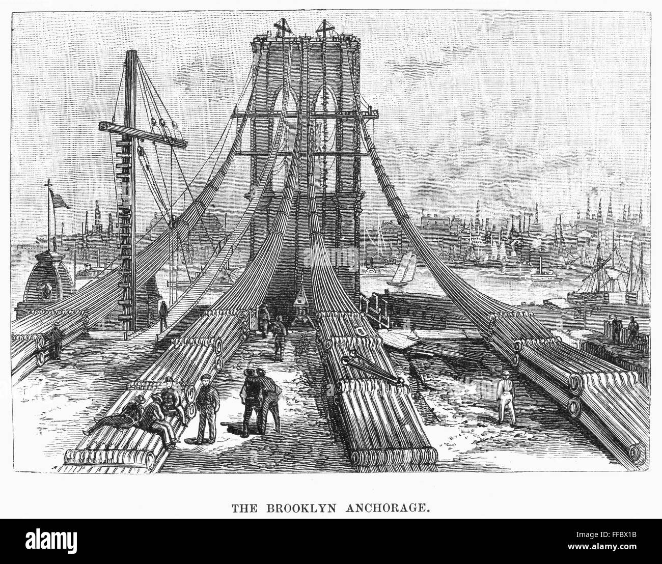 BROOKLYN BRIDGE, c1880. /nAnchorage on the Brooklyn side of the bridge ...