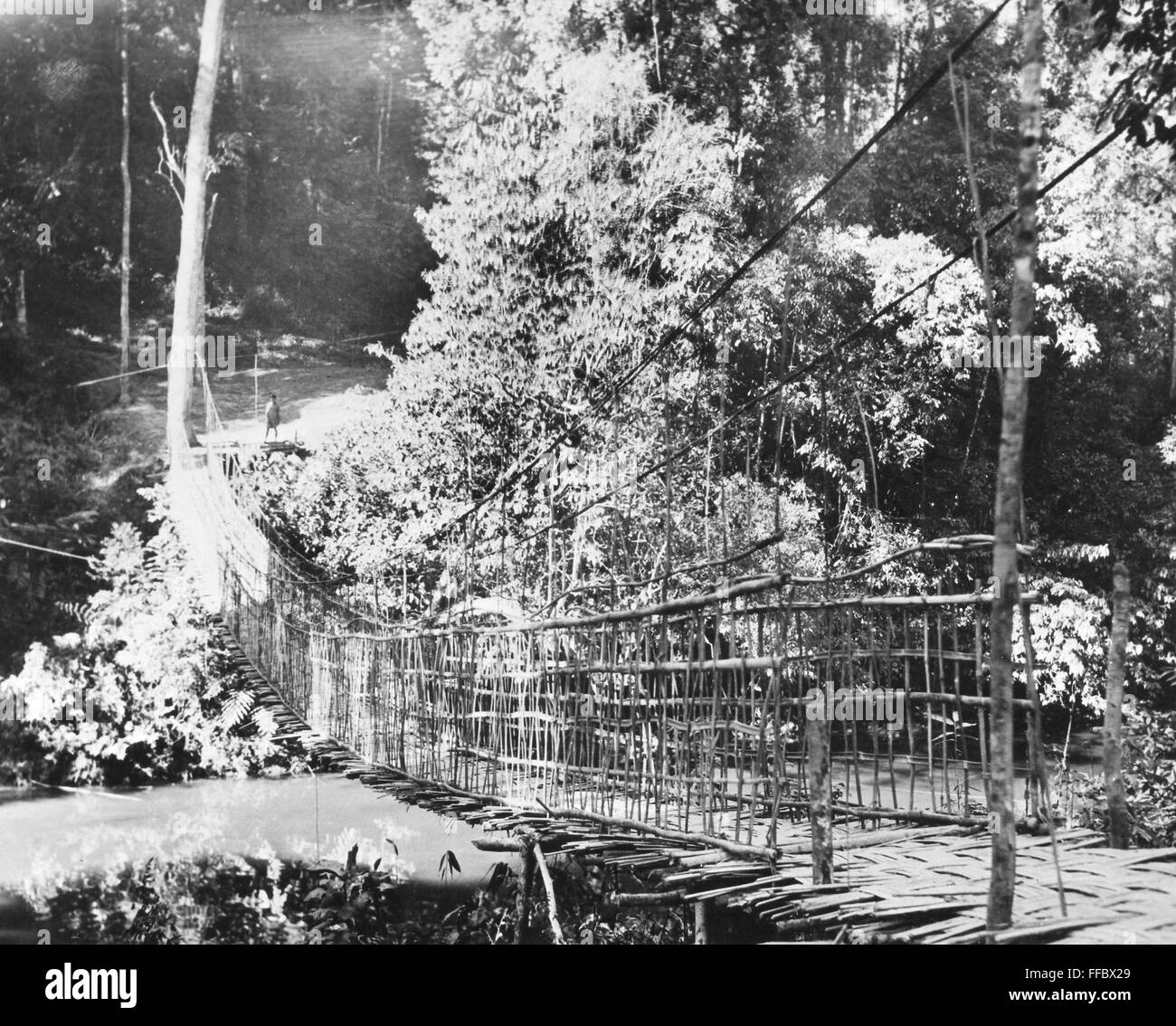 BURMA: LEDO ROAD, c1942. /nA native bridge on the route of the future ...