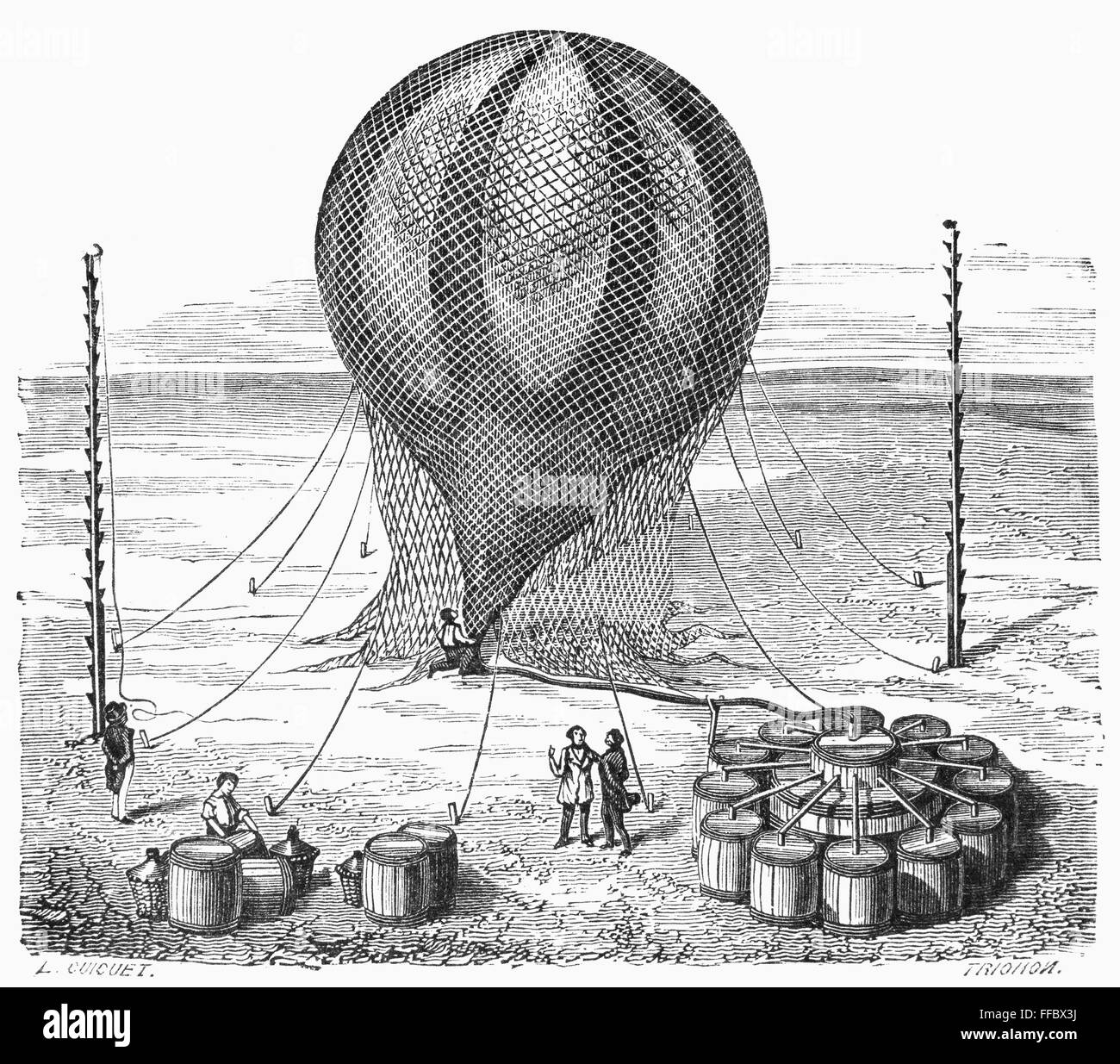 HOT AIR BALLOON INFLATION. /nInflation of a hot air balloon with ...