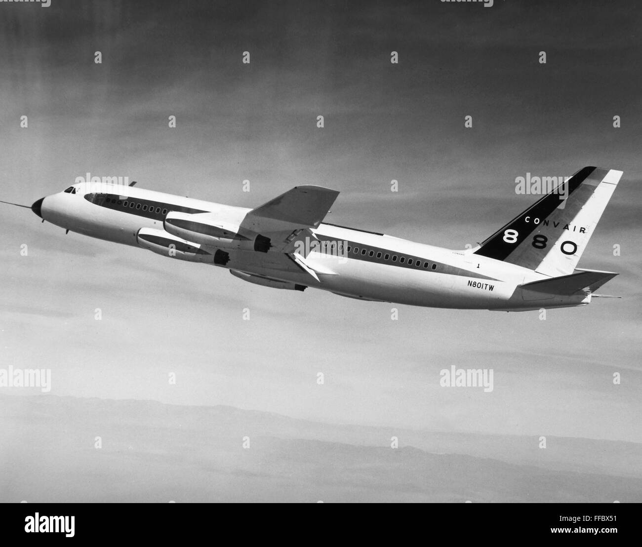 CONVAIR 880, 1959. /nThe Convair 880 jet airliner in flight, 1959 Stock ...