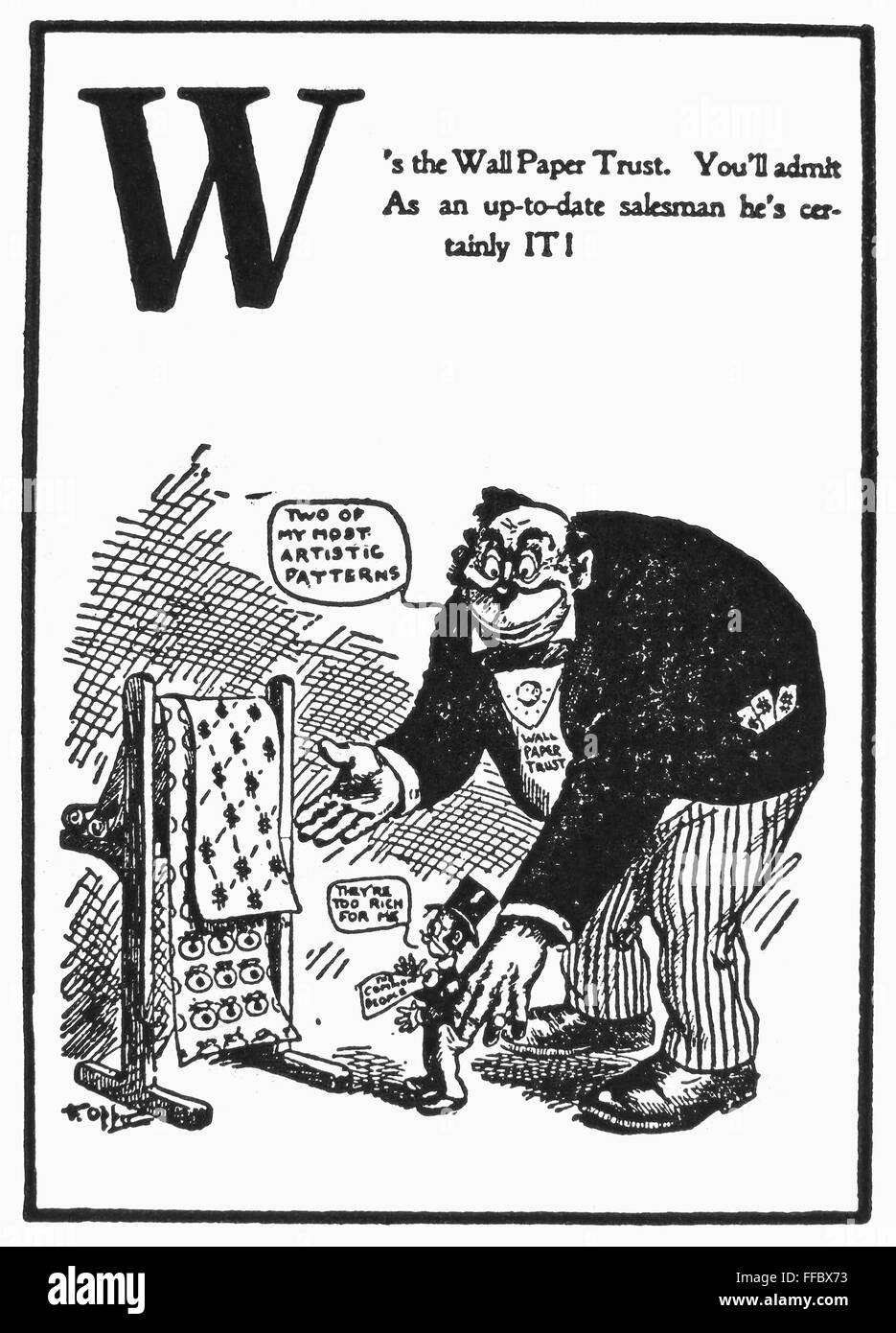 ANTI-TRUST CARTOON, 1902. /nThe wallpaper trust satirized in a cartoon ...