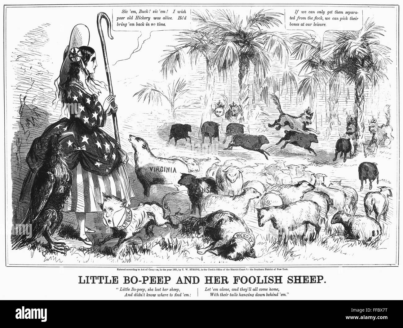 SECESSION CARTOON, 1861. /n'Little Bo-Peep and Her Foolish Sheep ...