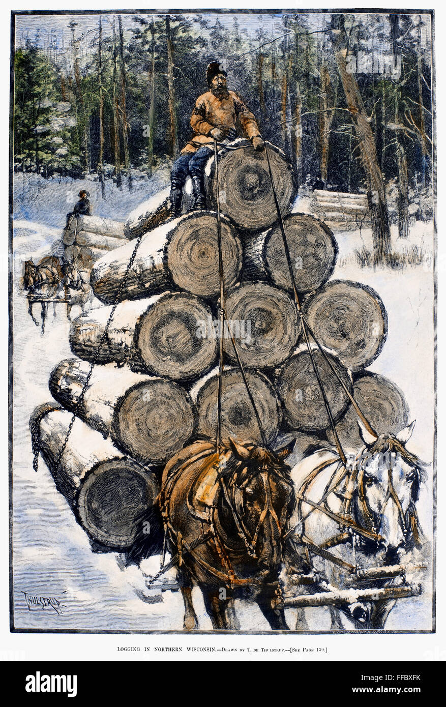 WISCONSIN: LUMBERING, 1885. /nLogging in northern Wisconsin. Wood ...