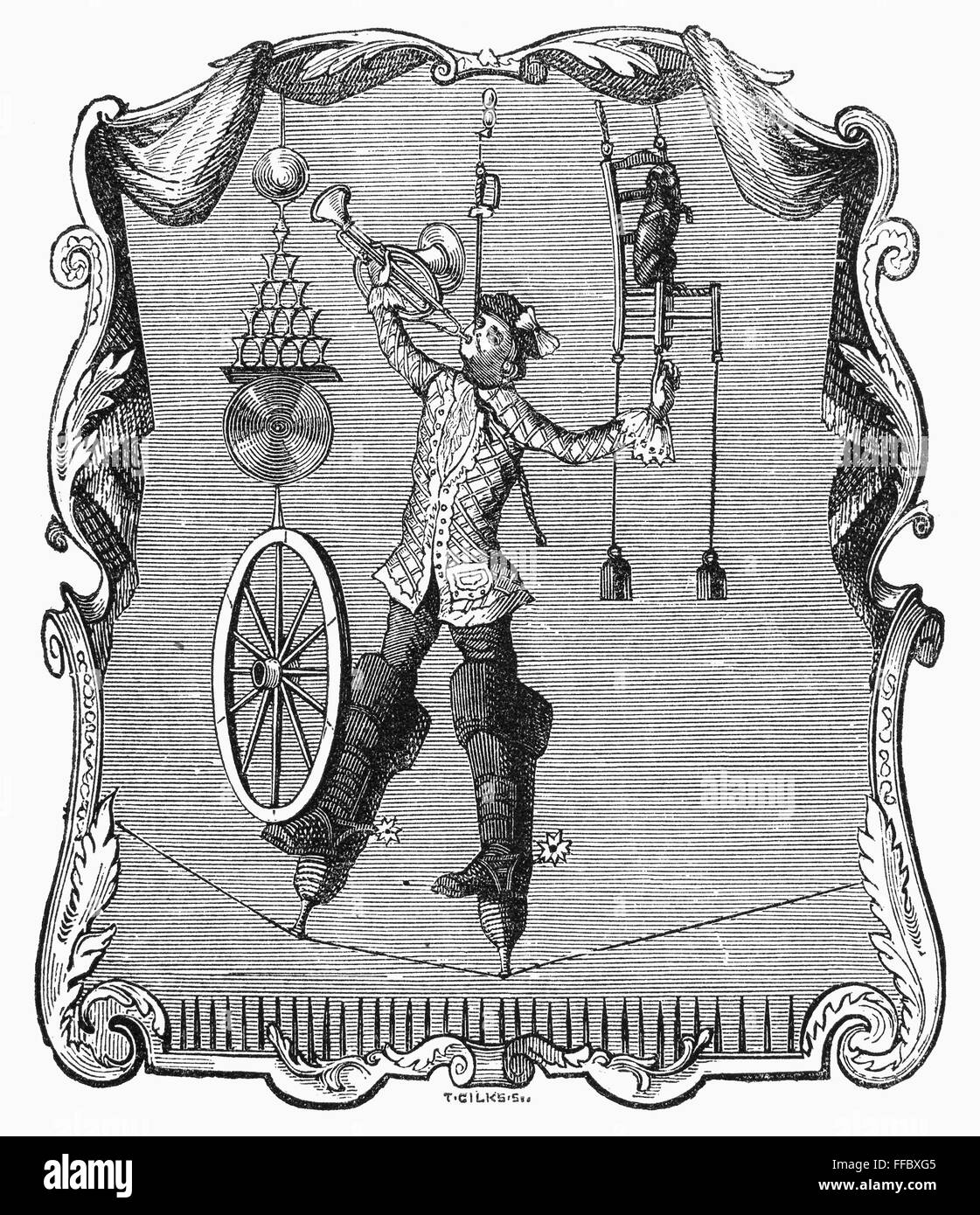 ACROBAT, c1750. /nAn English acrobat of the 18th century. Line ...