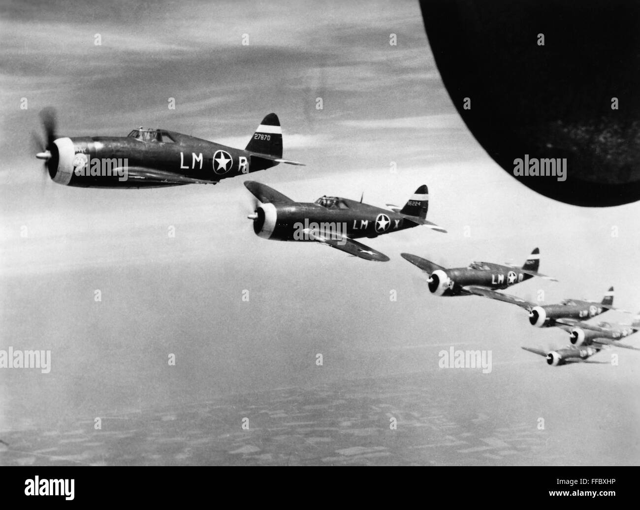 WORLD WAR II: THUNDERBOLTS. /nA squadron of Republic P-47 Thunderbolts ...