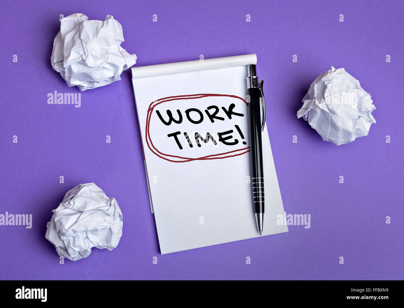 Work time word on notebook Stock Photo - Alamy