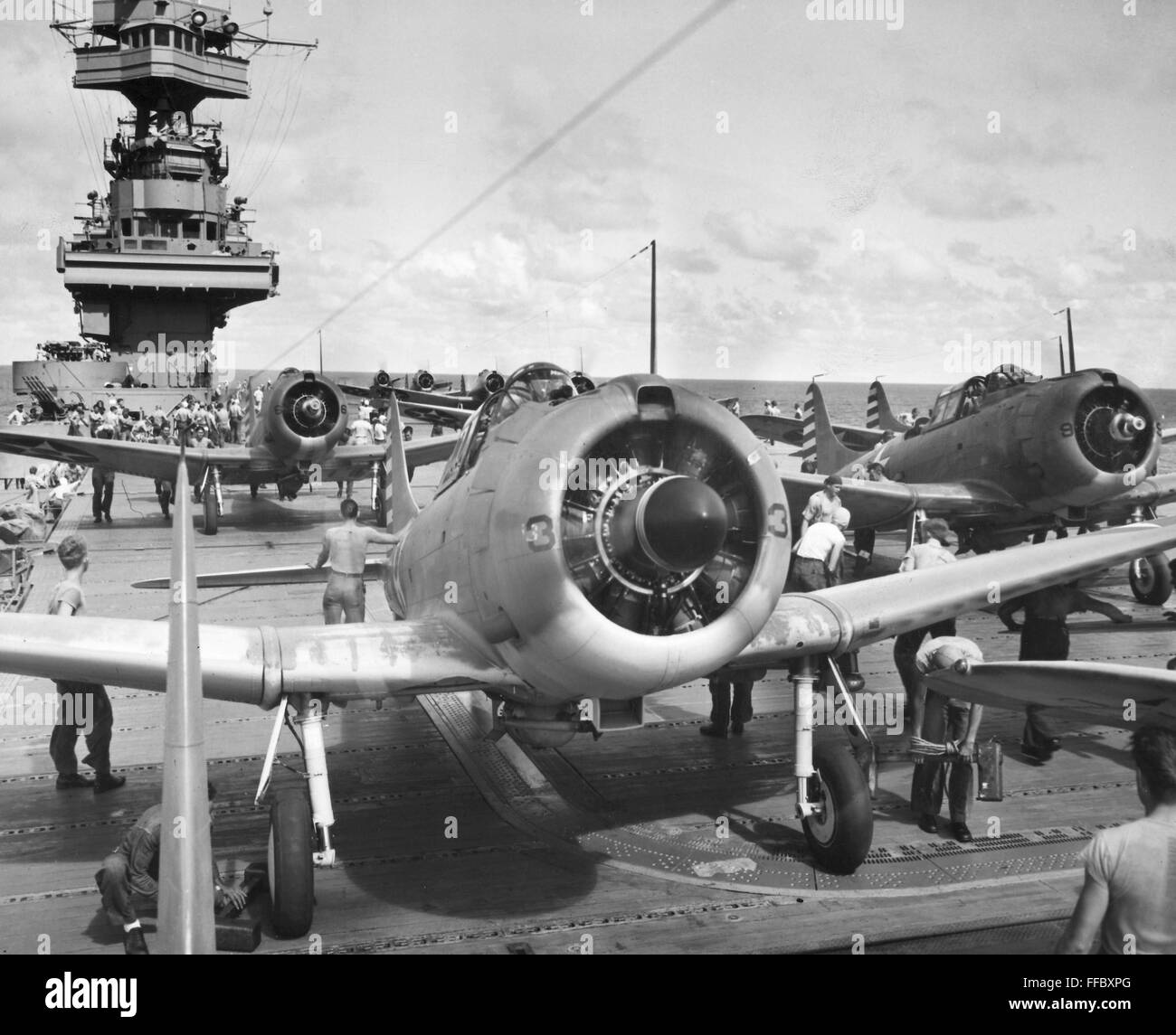 AIRCRAFT CARRIER, 1942. /nFlight deck of an American aircraft carrier ...