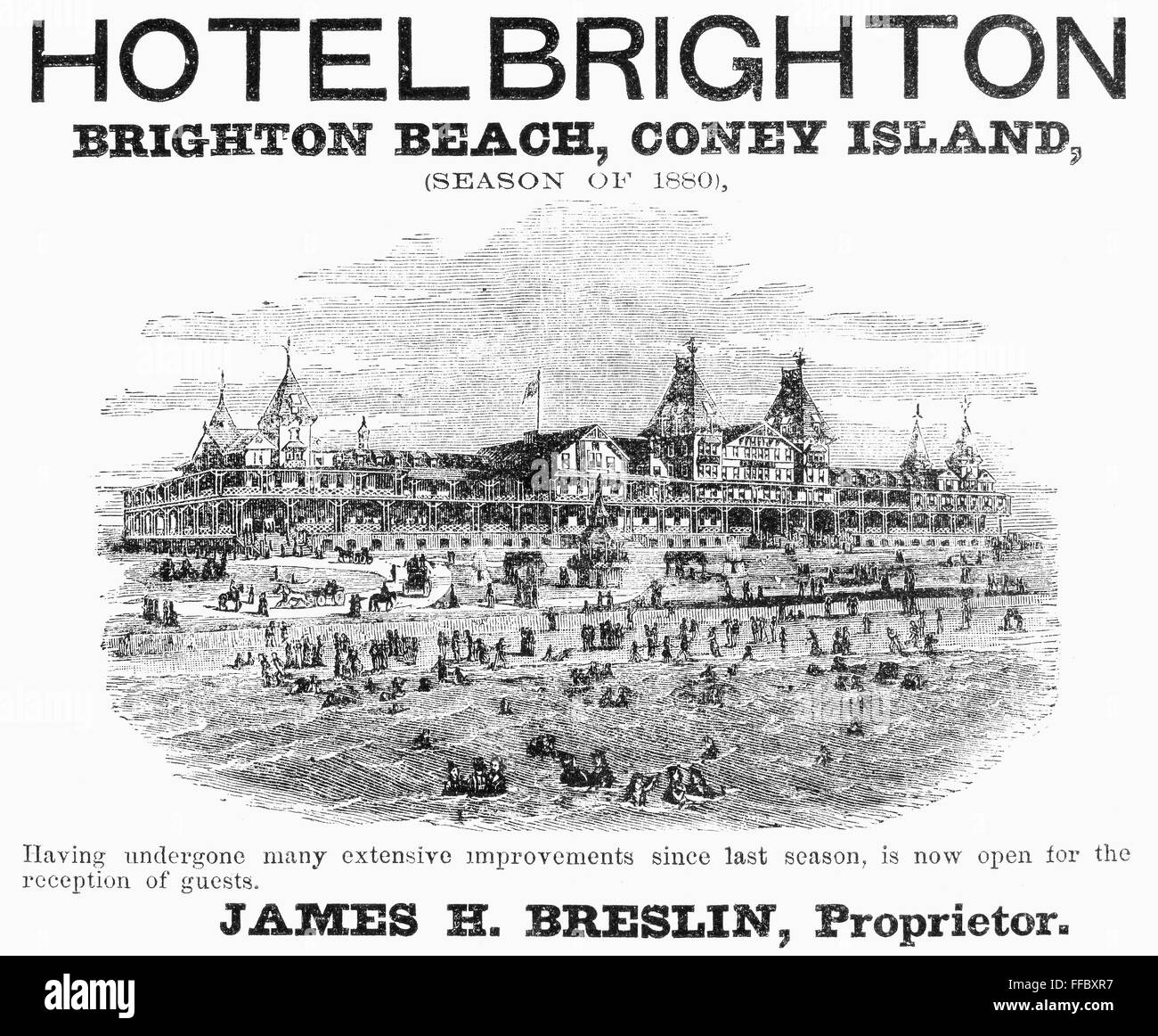 BRIGHTON BEACH HOTEL, 1880. /nAdvertisement for Hotel Brighton at Coney ...