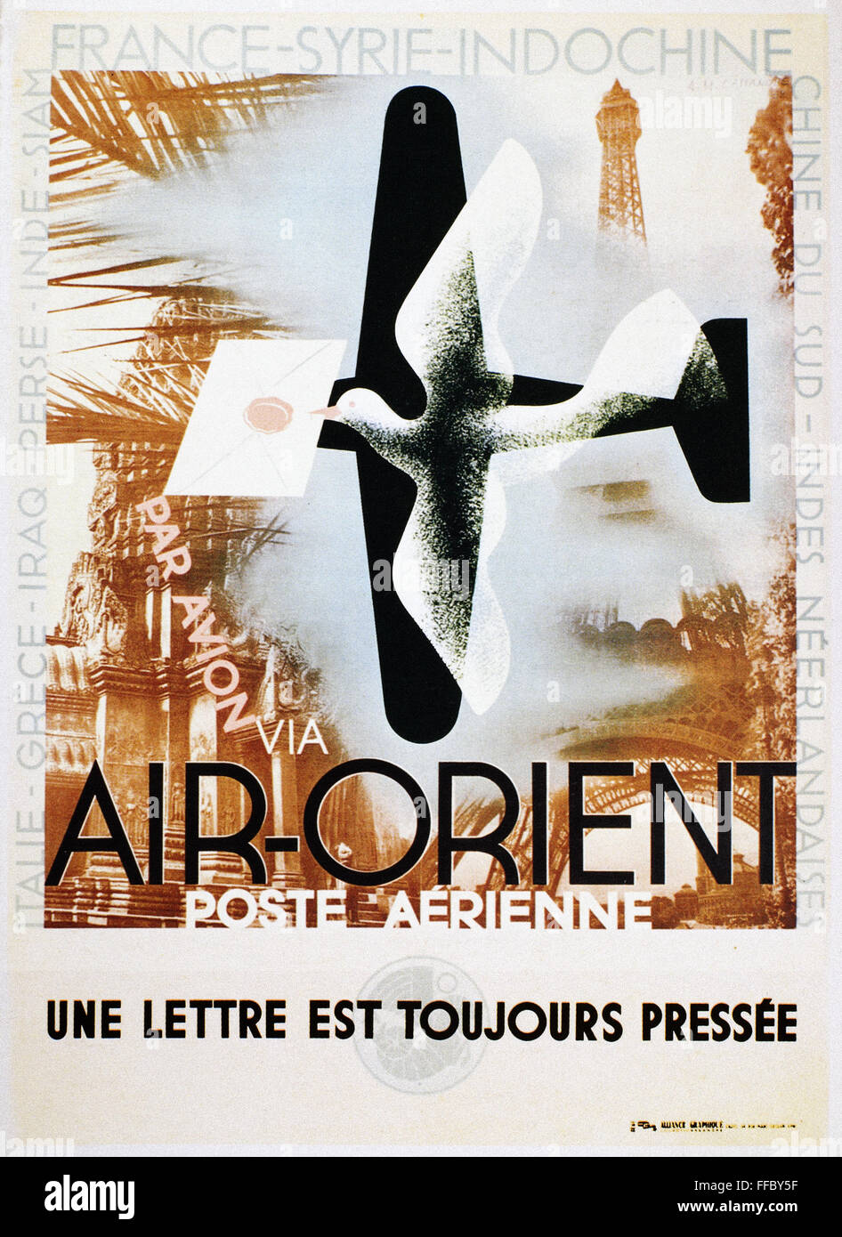 AVIATION POSTER, 1932. /nFrench poster for Air Orient, 1932 Stock Photo ...