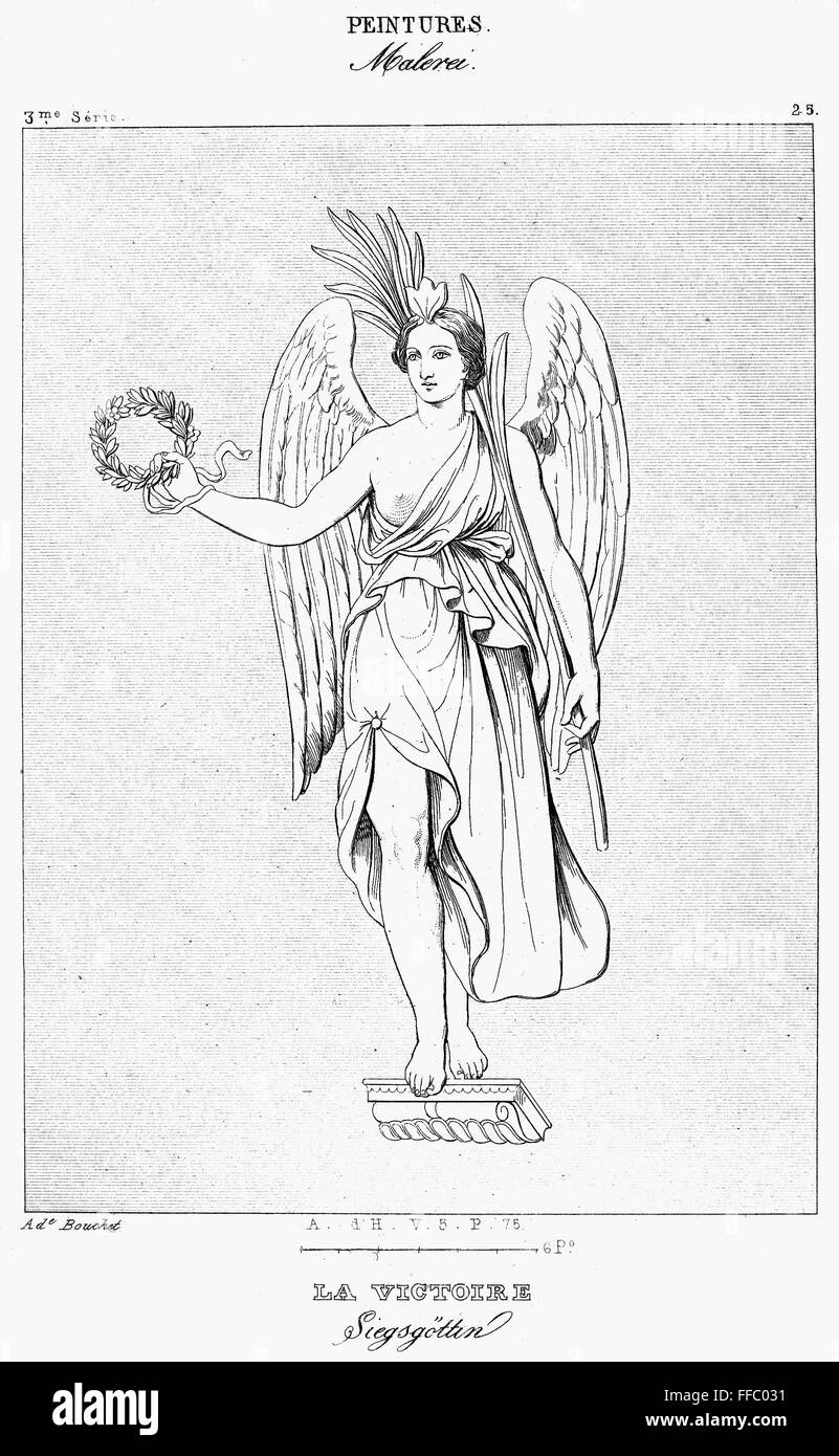 ALLEGORY: VICTORY. /nVictory goddess. 19th century engraving after an ...