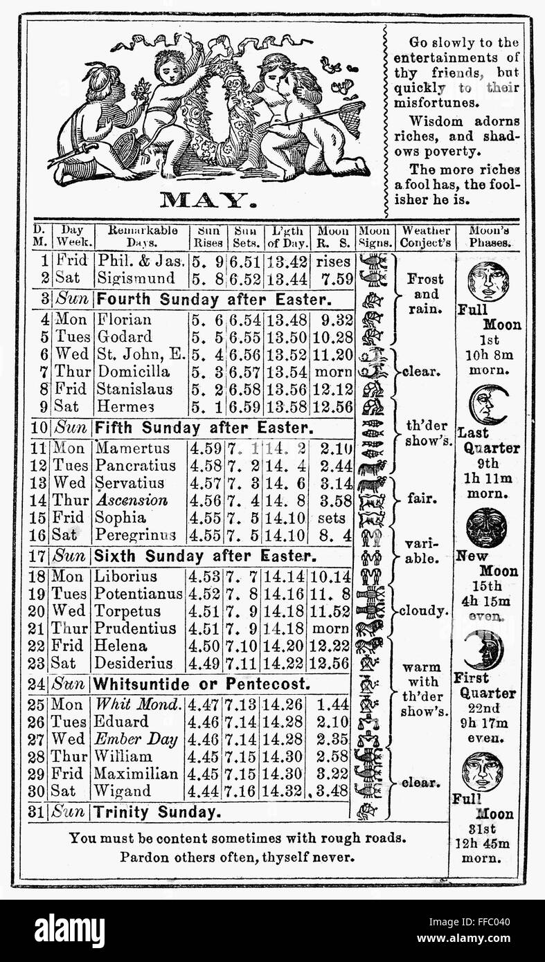 FAMILY ALMANAC, 1874. /nThe calendar for May from Dr. J.H. McLean's ...