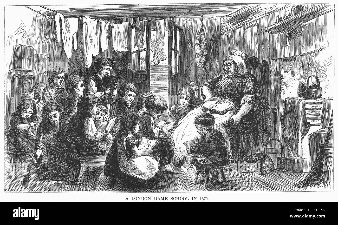 DAME'S SCHOOL, 1870. /nA dame's school at London, England. Wood ...