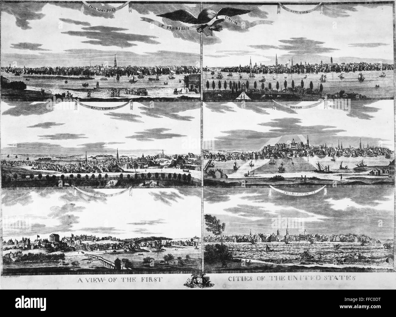 AMERICAN CITIES, c1810. /nViews of Philadelphia, New York, Baltimore ...