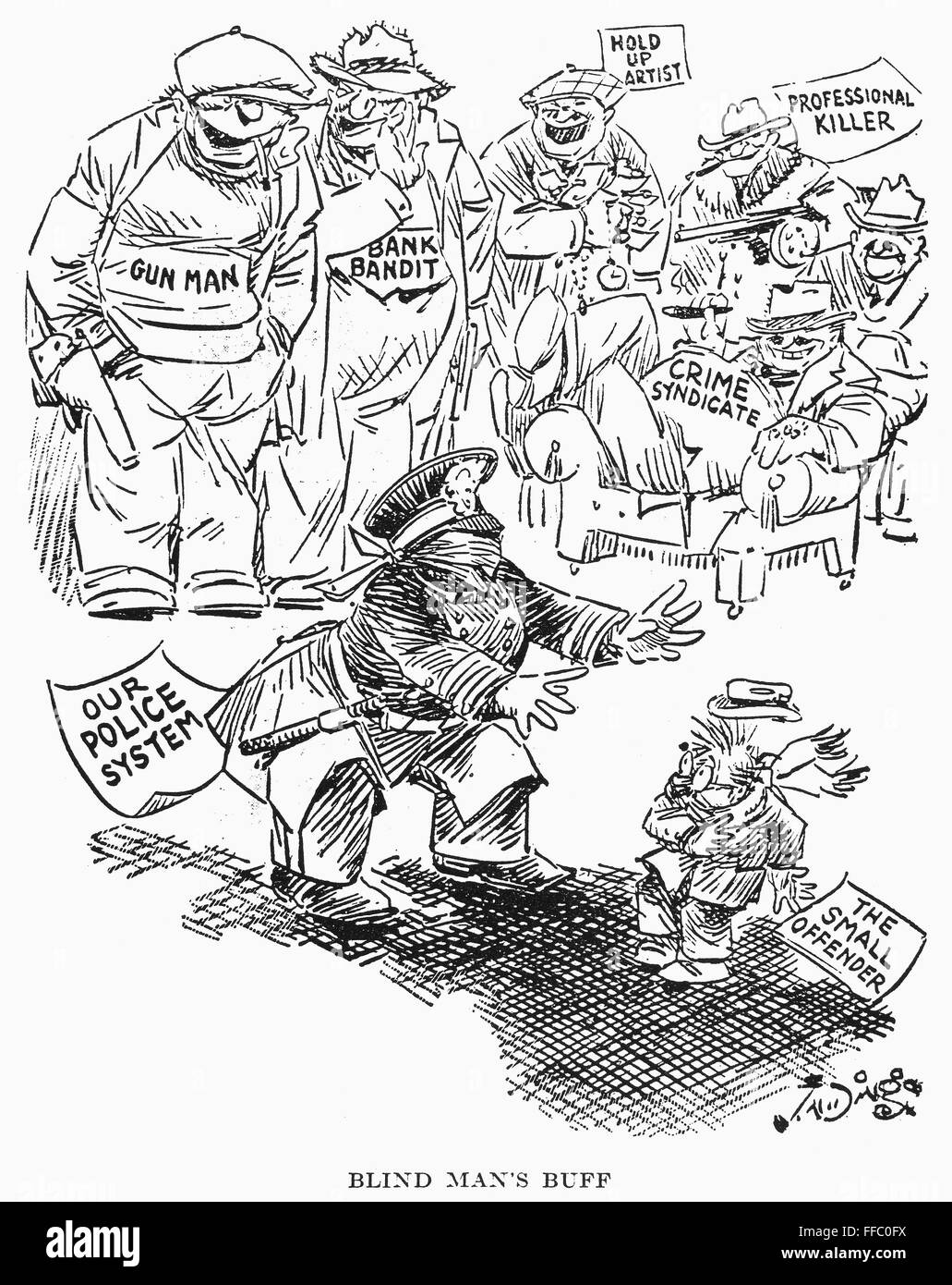 POLICE CARTOON, 1930. /n'Blind Man's Bluff.' American cartoon by J.N ...
