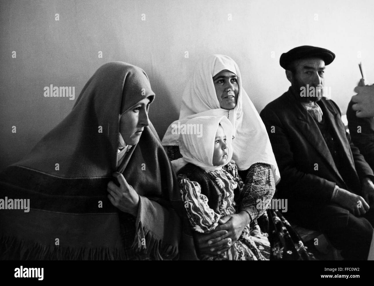TURKISH VILLAGERS, 1960. /nTurkish villages at a health care center ...