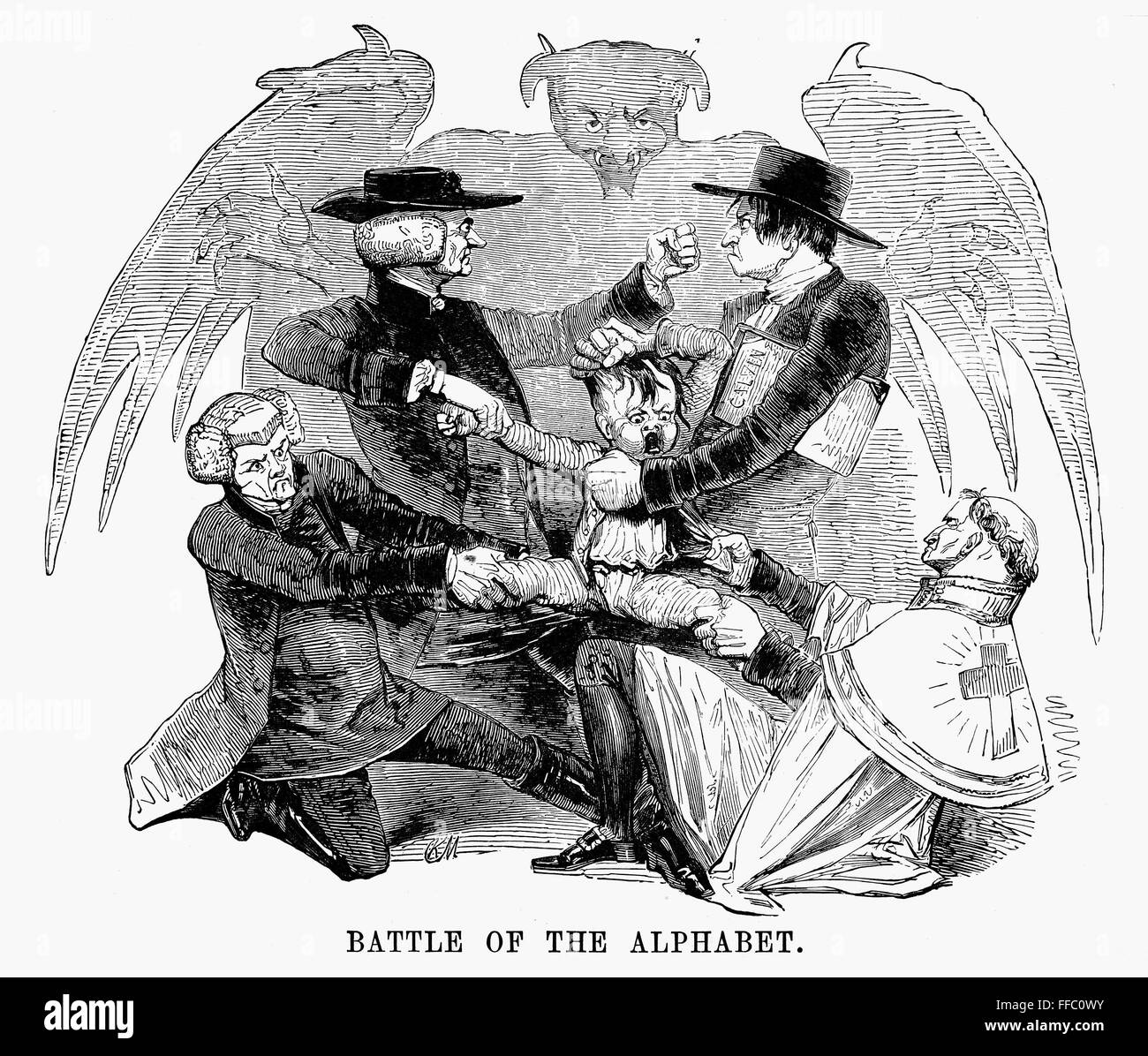 RELIGIOUS DISSENTERS, 1843. /n'Battle of the Alphabet.' An English ...