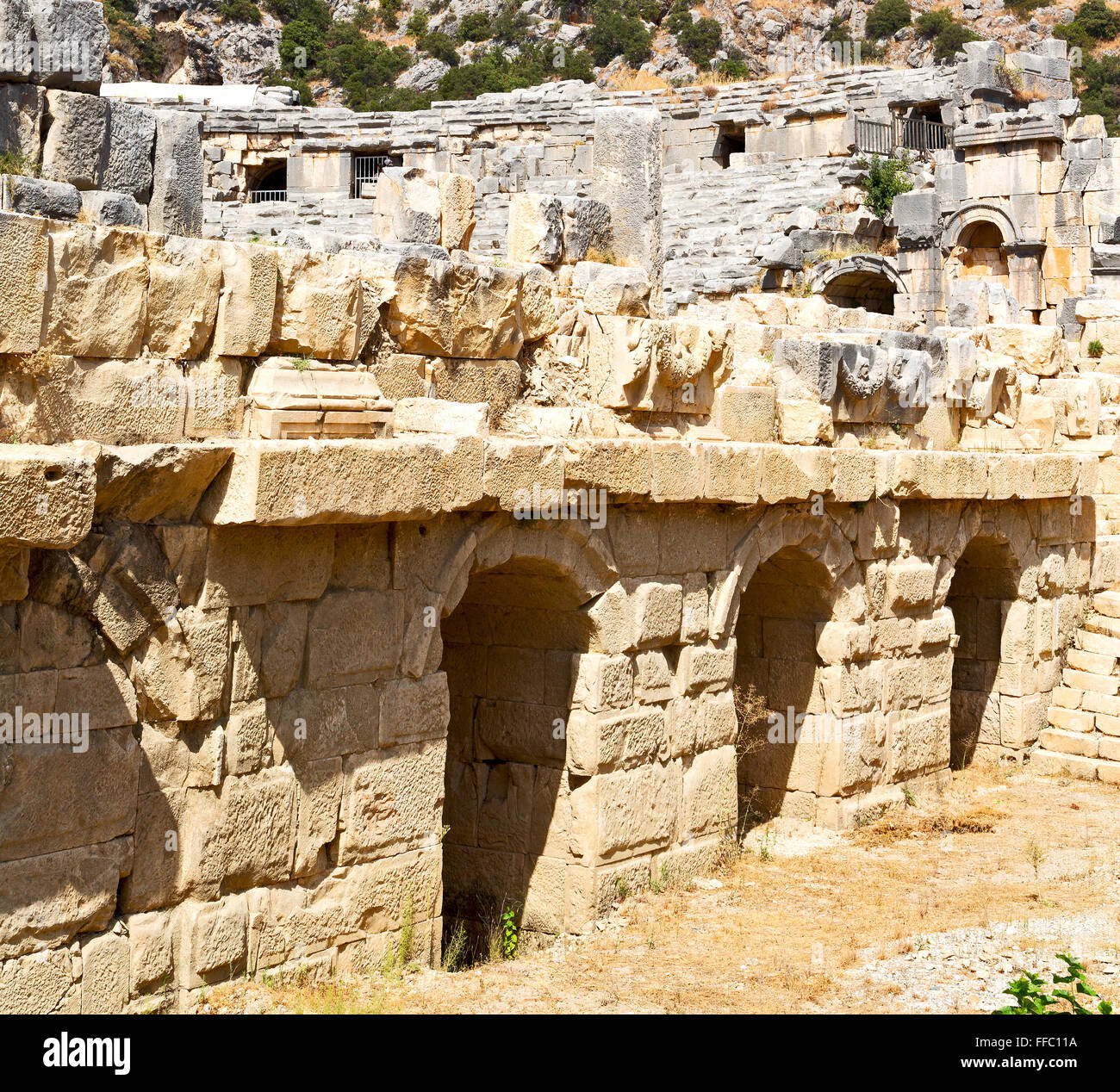 myra in turkey europe old roman necropolis and indigenous tomb stone ...