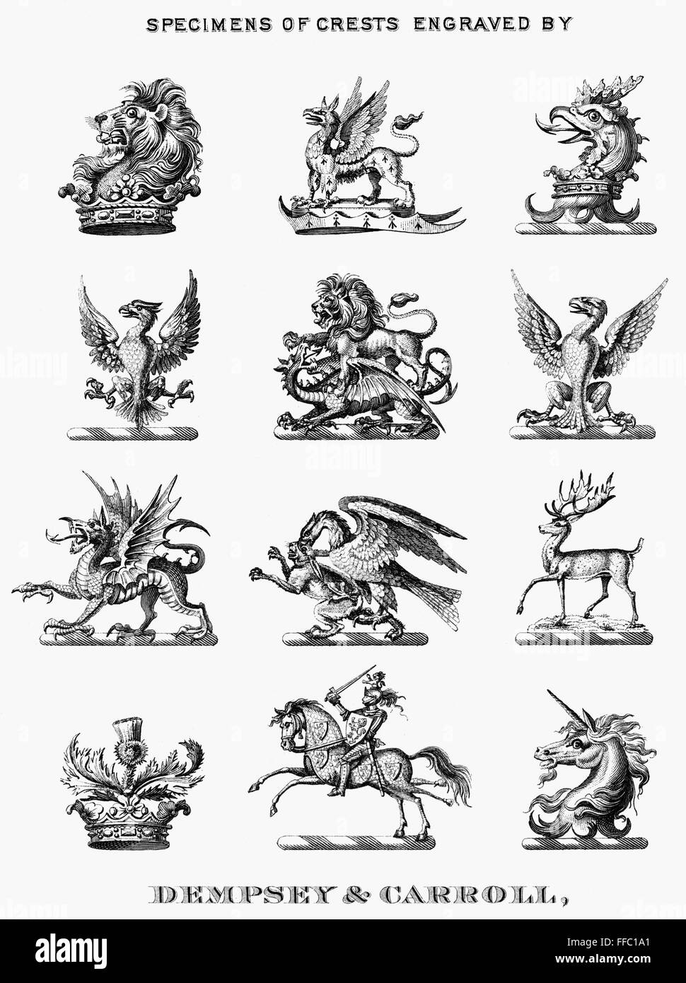 ENGRAVER'S CRESTS. /nSpecimens of crests used on stationary engraved by ...