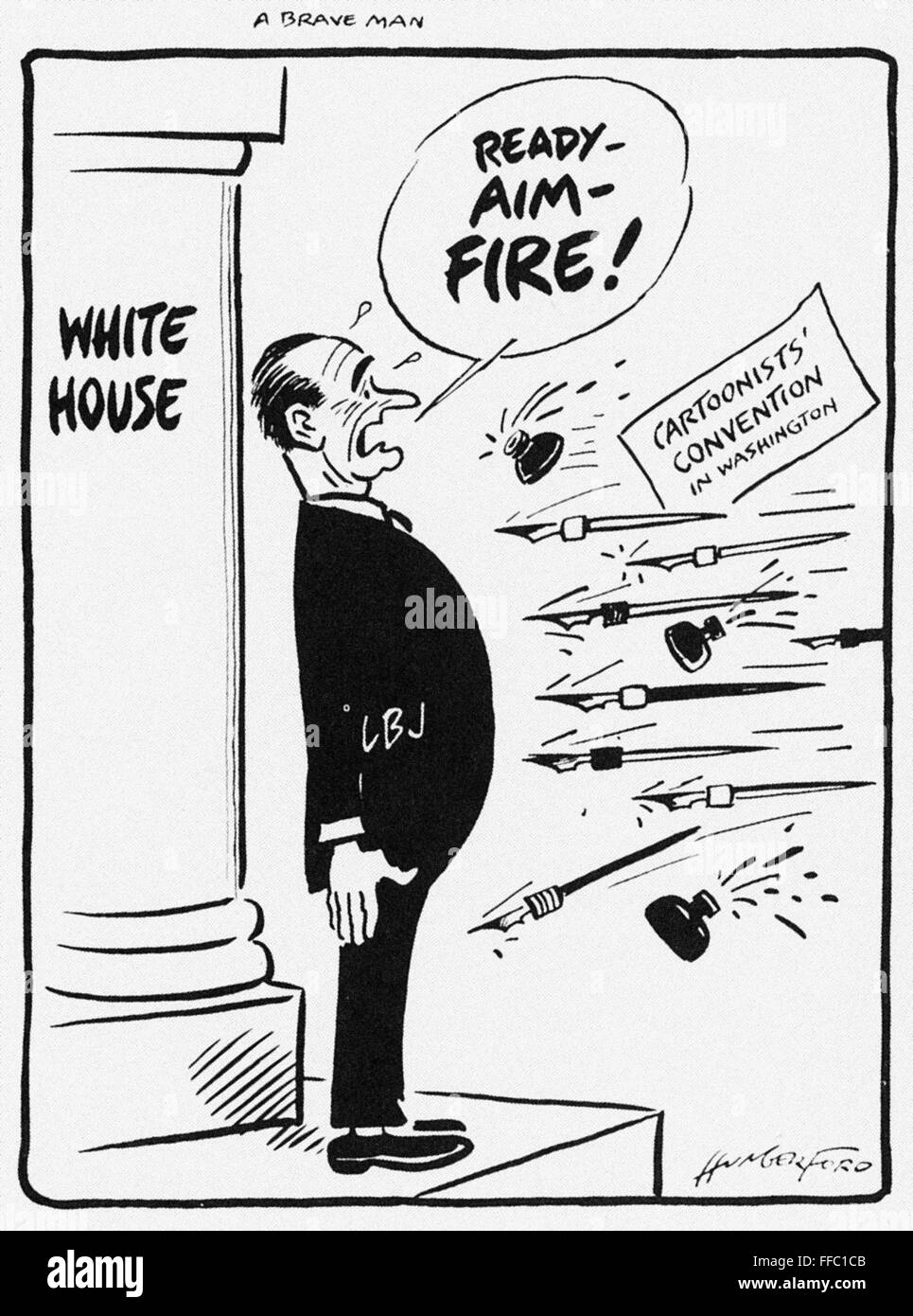 LYNDON B. JOHNSON: CARTOON. /n'A Brave Man.' President Lyndon Johnson ...