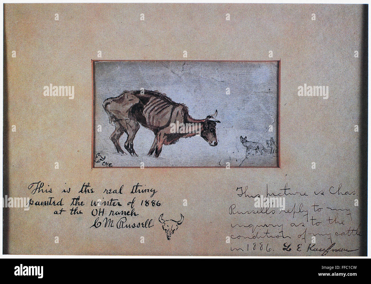 RUSSELL: CATTLE, 1886. /n'Waiting for a Chinook' or 'The Last of the ...