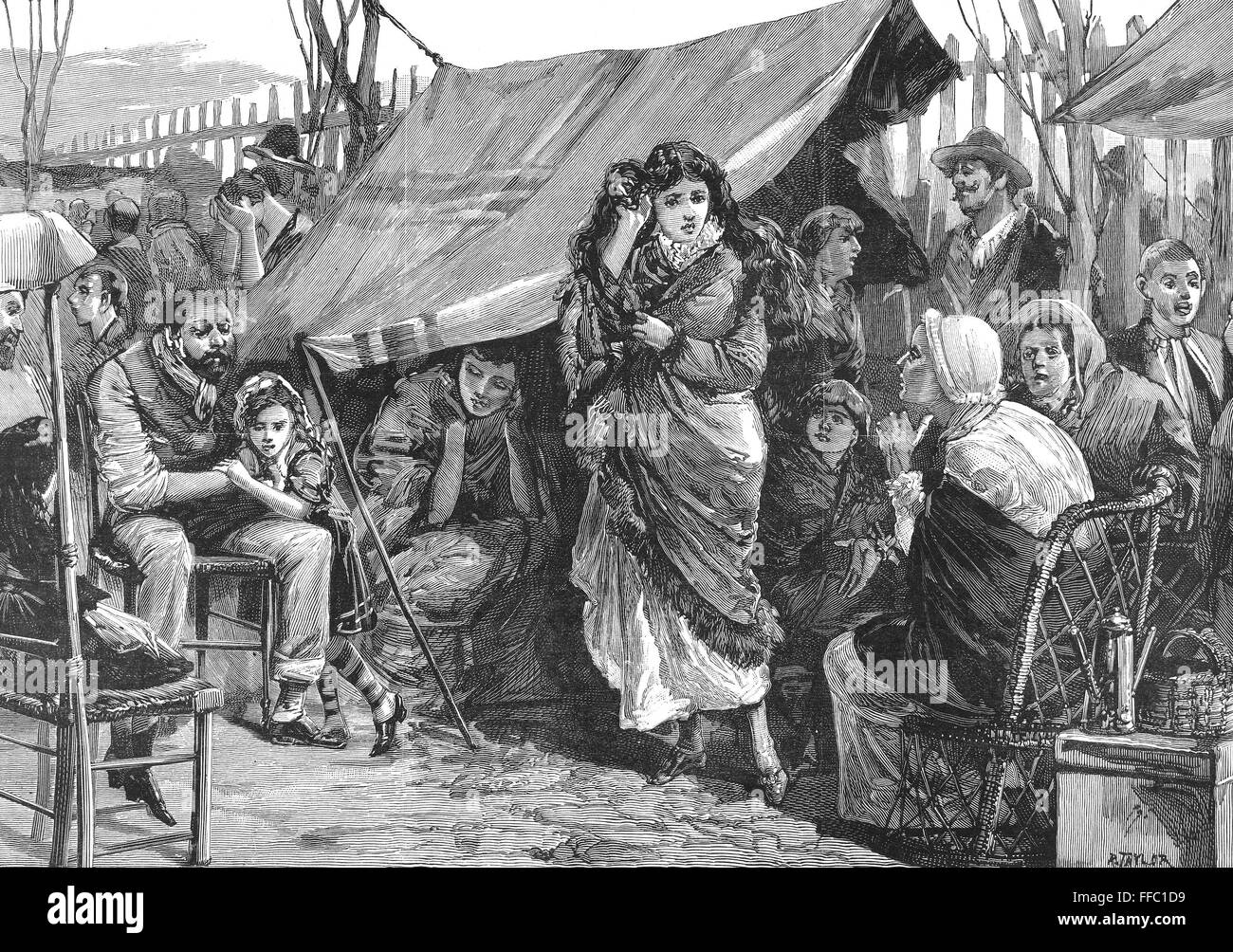 FRANCE: EARTHQUAKE, 1887. /nRefugees encamped in the Rue Pertinax, Nice ...