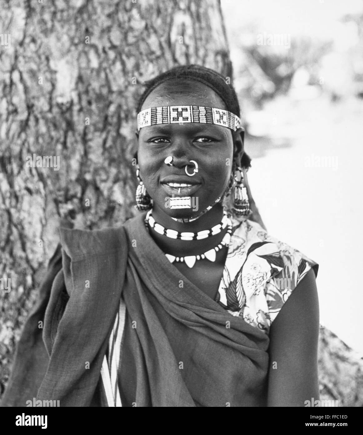 SUDANESE WOMAN, 1963. /nA Jur Luo woman of southern Sudan, 1963 Stock ...