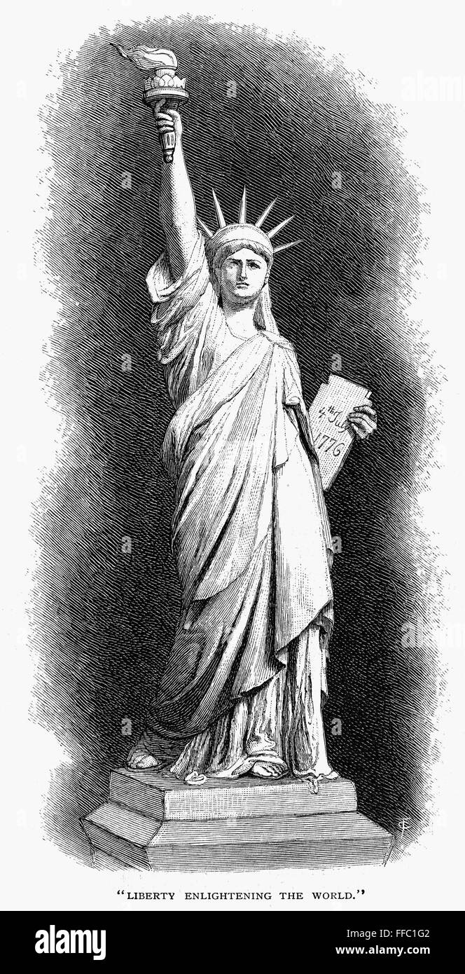 STATUE OF LIBERTY. /nWood engraving, 1877 Stock Photo - Alamy